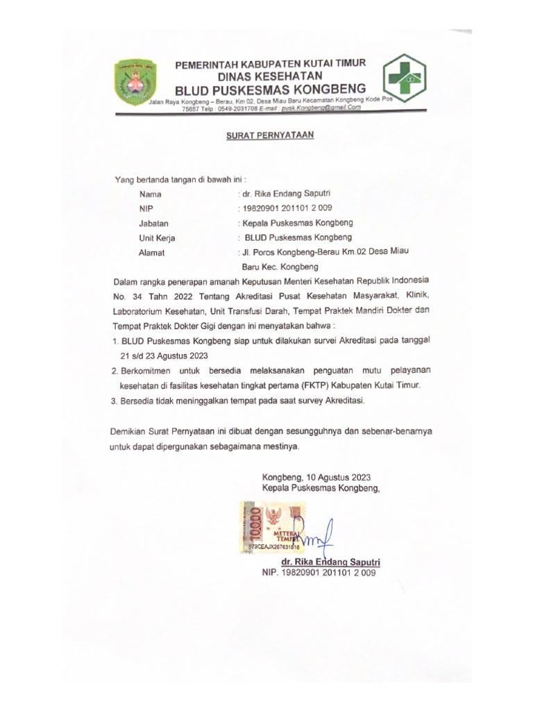 Surat Permohonan Survei Puskesmas | PDF