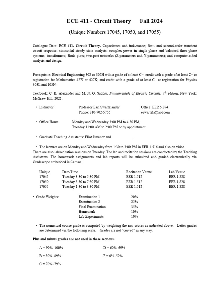 ECE 411 Syllabus | PDF