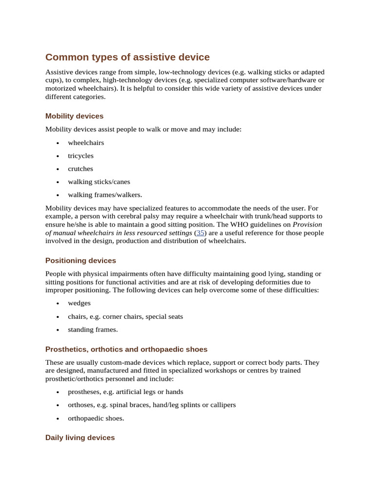 ASSISTIVE Device and Technology | PDF