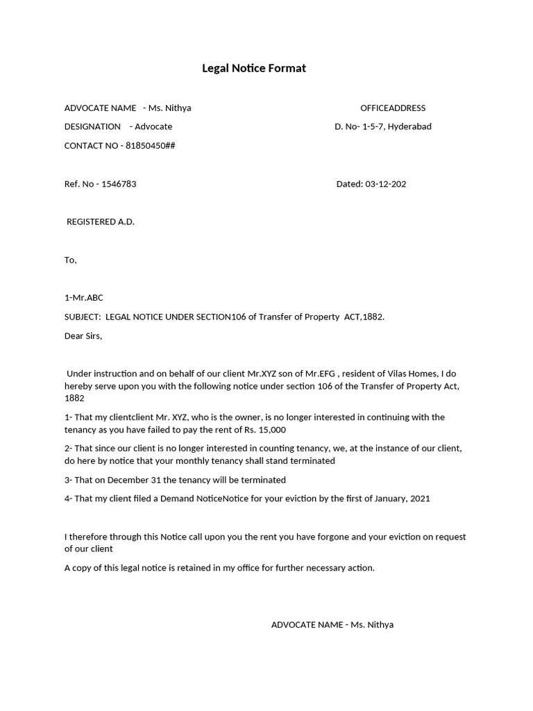 Legal Notice Format | PDF