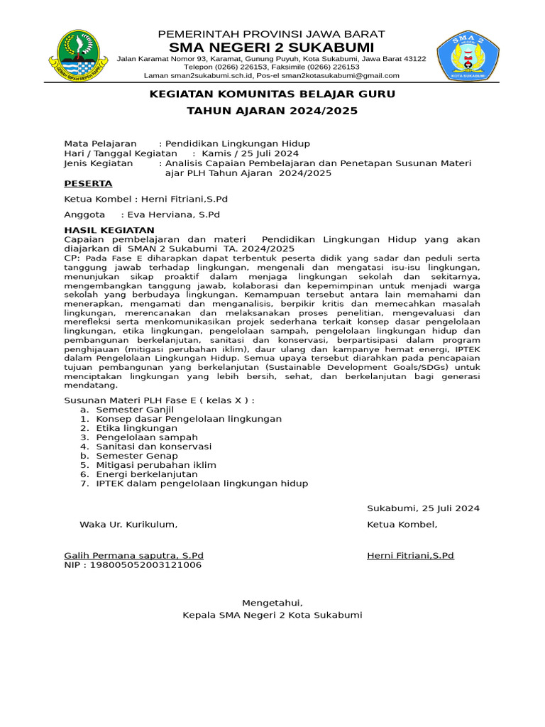 LKPD Kombel Tentang CP PLH | PDF