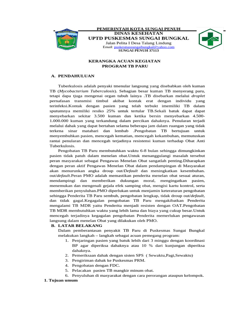 Kak Terkait Program Penanggulangan Tuberculosis | PDF
