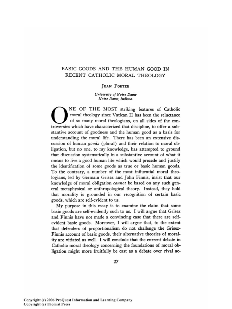 Basic Goods and The Human Good | PDF | Philosophy | Science & Mathematics