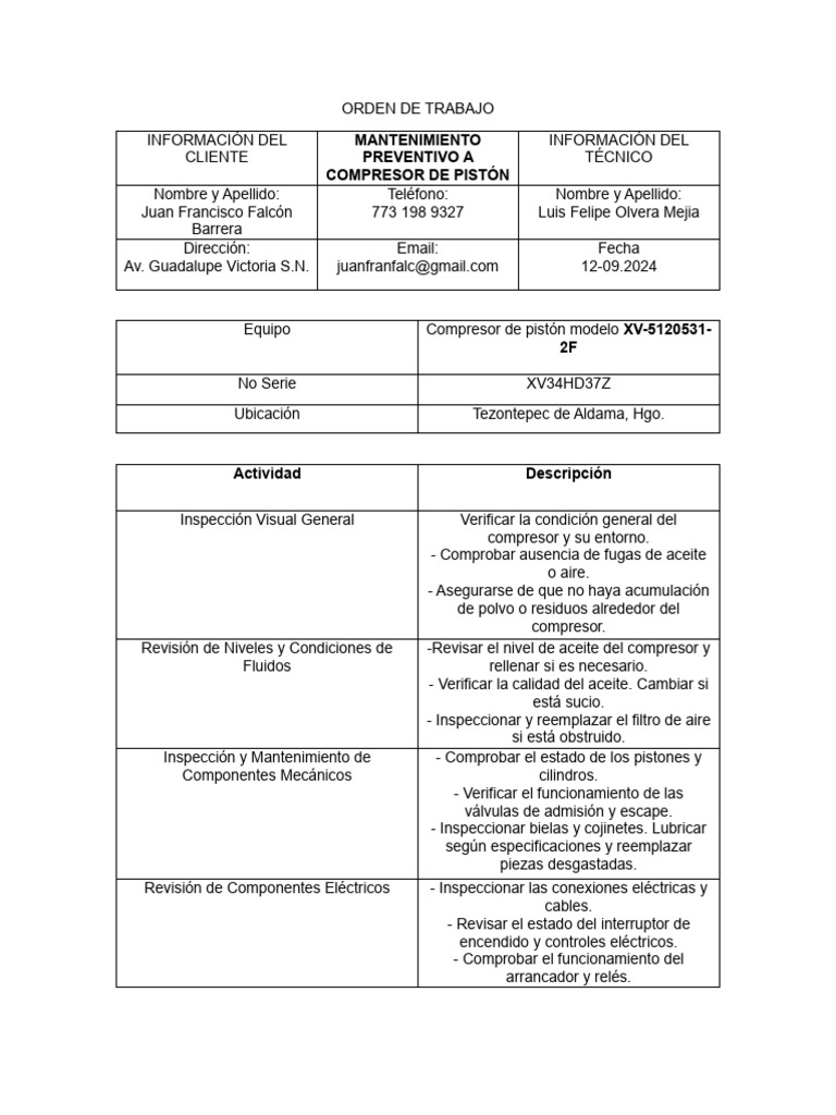 ORDEN DE TRABAJO lf | PDF