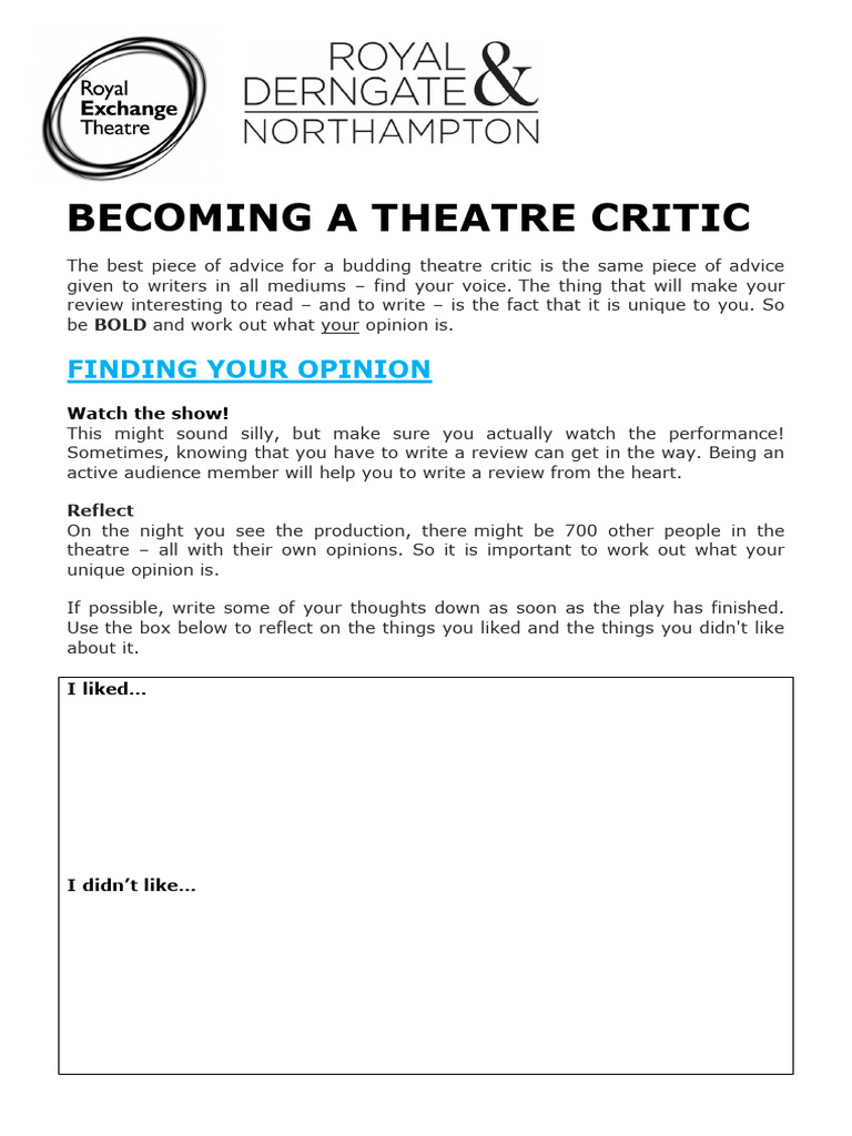 Becoming a Theatre Critic - Resource | PDF
