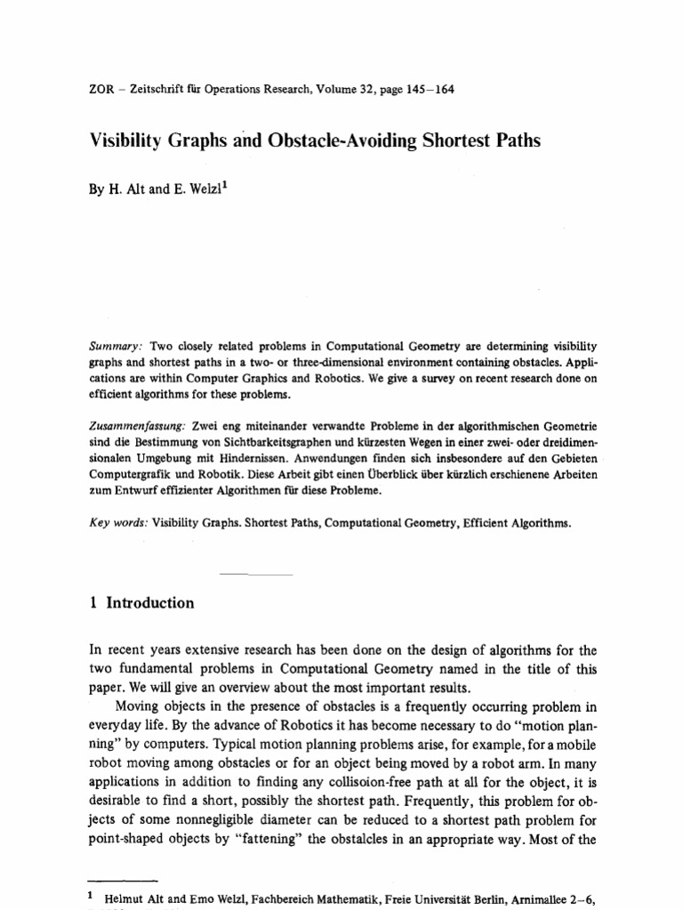 Visibility Graphs and Obstacle-Avoiding Shortest Paths | PDF | Time ...
