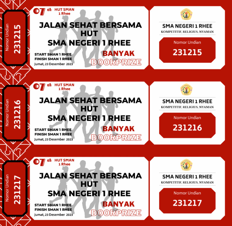 Merah Putih Kupon Voucer Undian Hadiah Jalan Sehat Kemerdekaan Indonesia Ticket | PDF