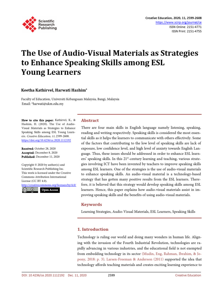 The Use of Audio-Visual Materials As Strategies To Enhance Speaking ...