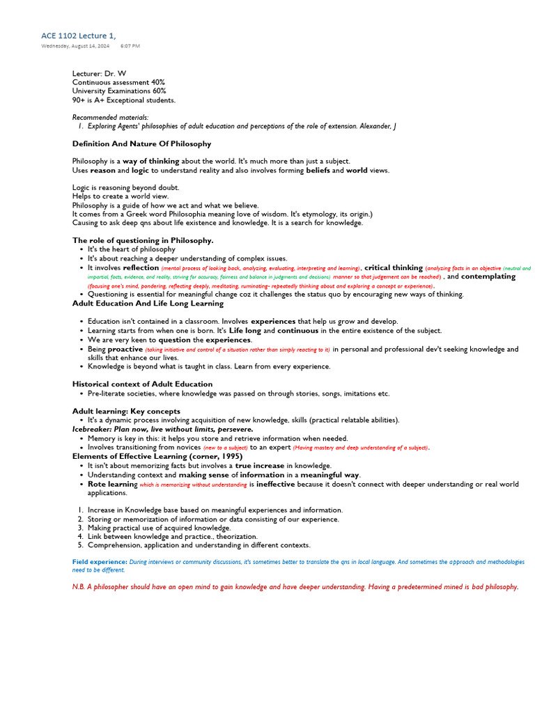 ACE 1102 Lecture 1 | PDF