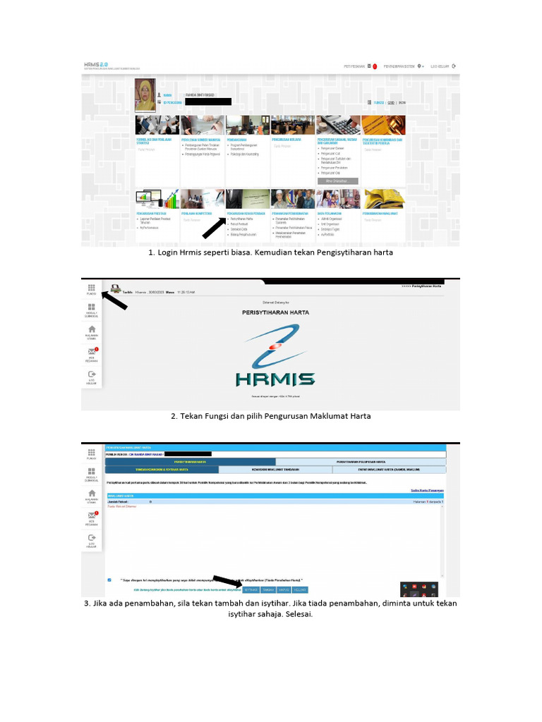 MANUAL PENGISYTIHARAN HARTA (HRMIS) | PDF