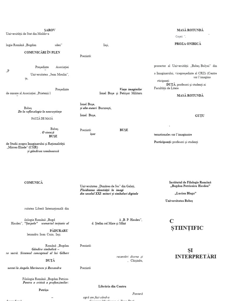 Program Colocviu Gilbert Durand 23-24 Sept | PDF | Romania | Social Science