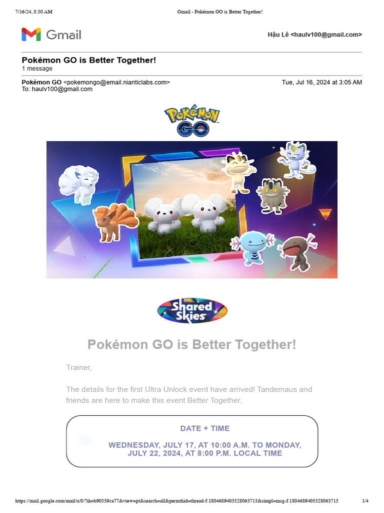 Gmail - Pokémon GO is Better Together! | PDF