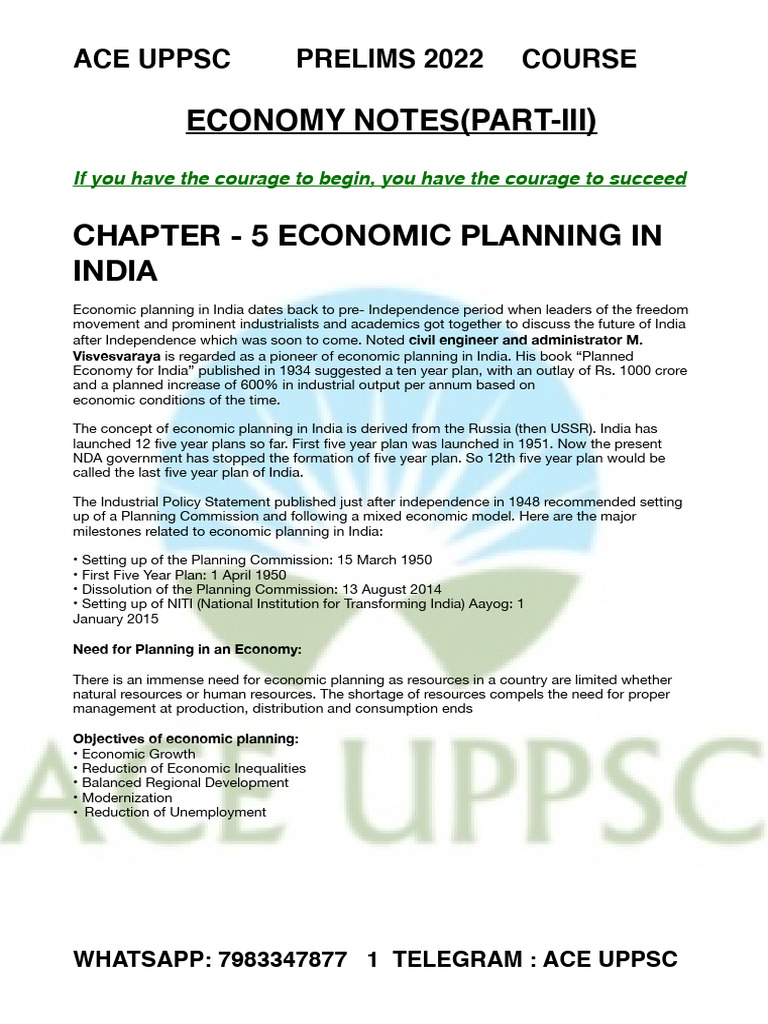 Ace Uppsc Prelims 2022 - Economy Notes (Part-Iii) | PDF