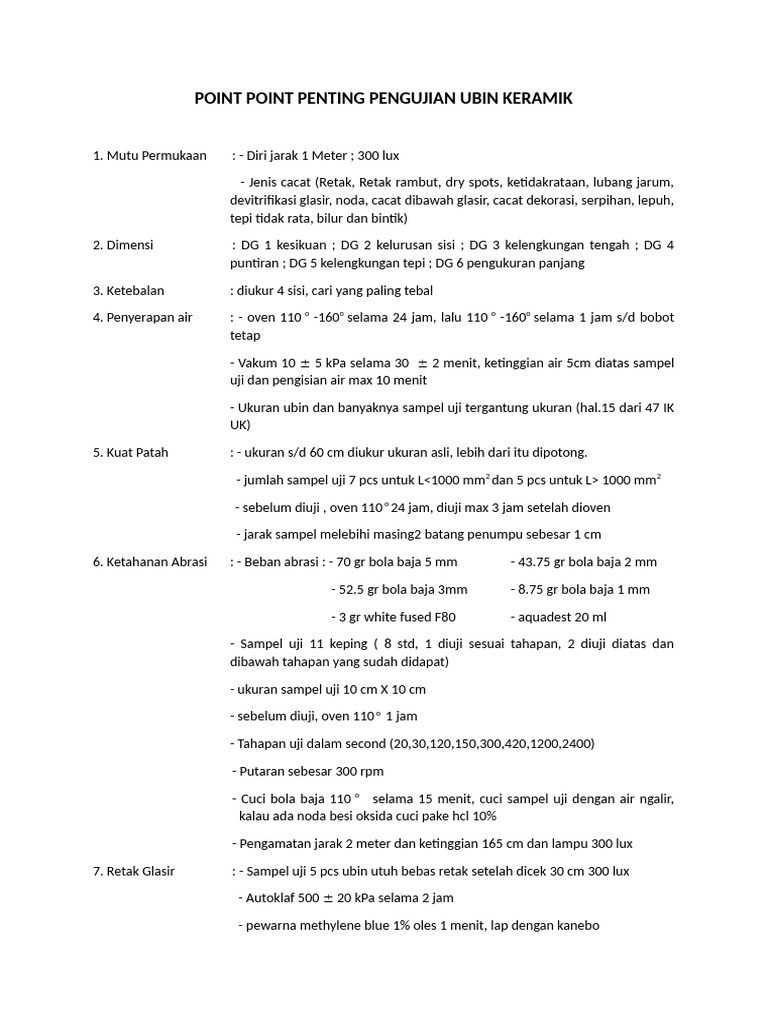 Point Point Penting Pengujian Ubin Keramik | PDF