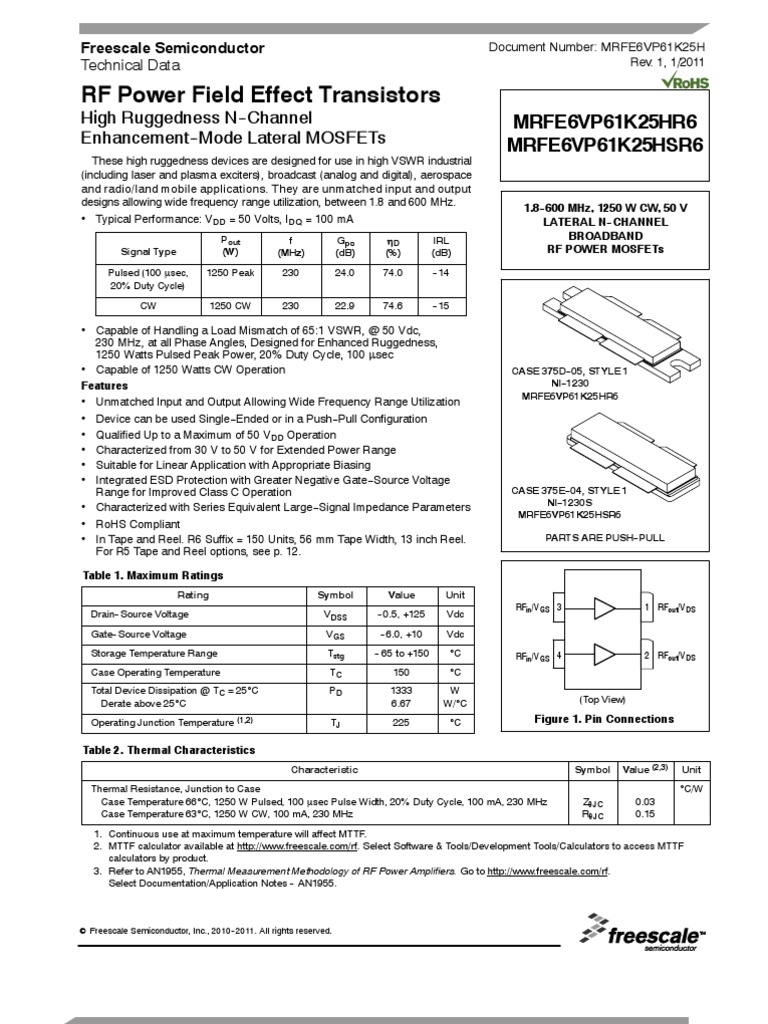 MRFE6VP61K25H | Mosfet | Field Effect Transistor
