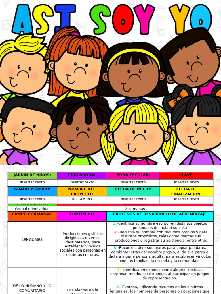 Proyecto - Asi Soy Yo | PDF | Educación de la primera infancia