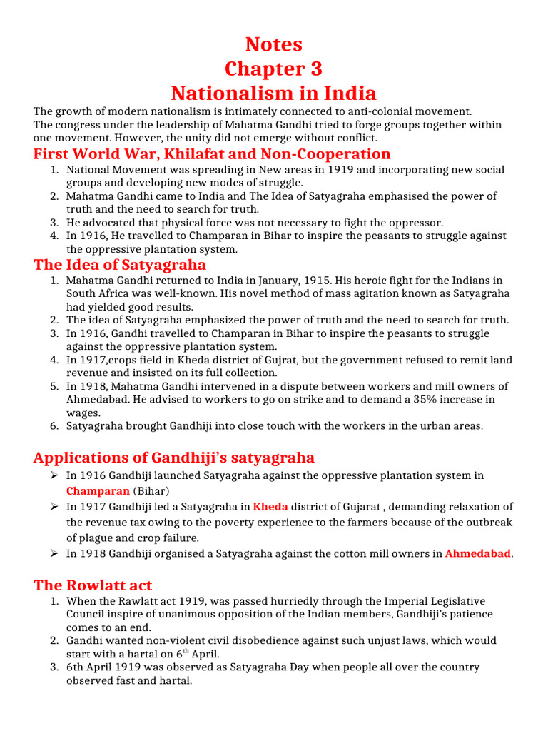 Nationalism in India NOTES | PDF