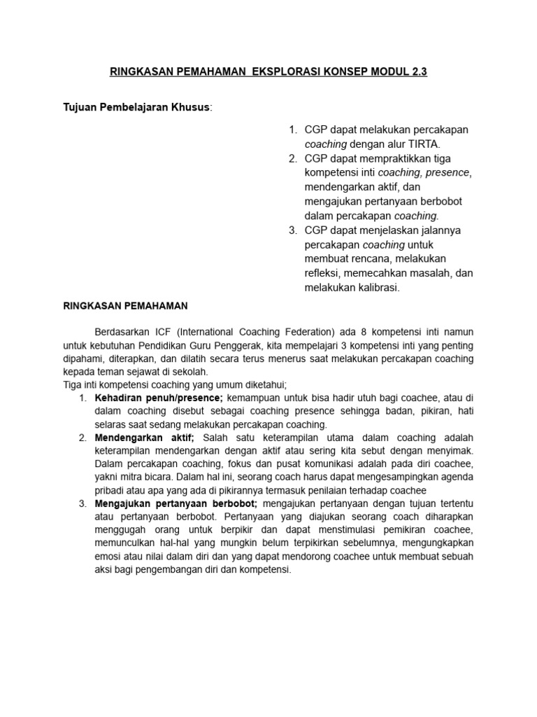 Ringkasan Pemahaman Eksplorasi Konsep Modul 2.3 | PDF