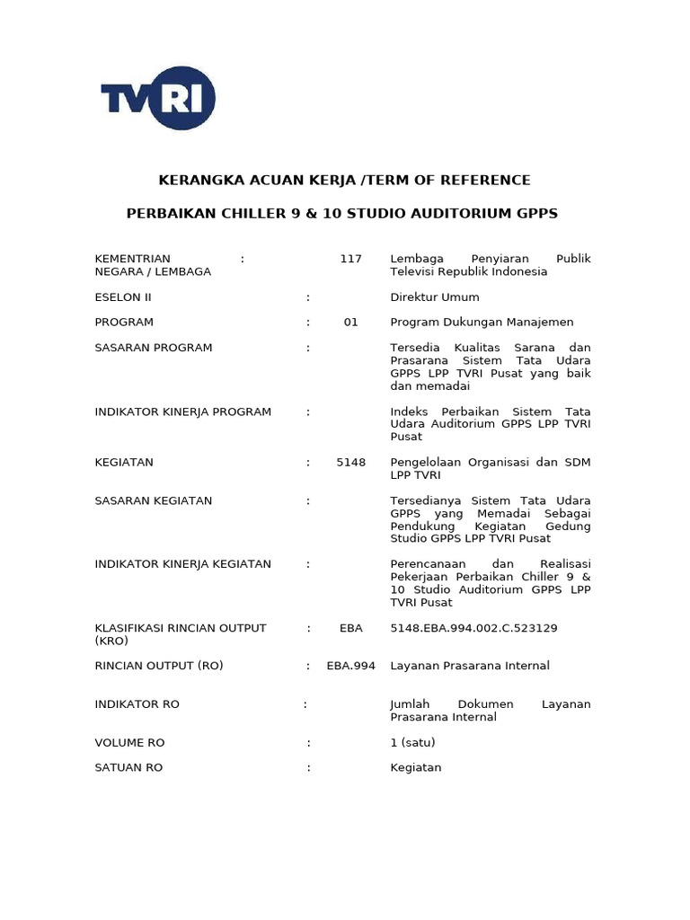 Kak Perbaikan Chiller 9 GPPS Dan Chiller 10 Studio Auditorium GPPS | PDF
