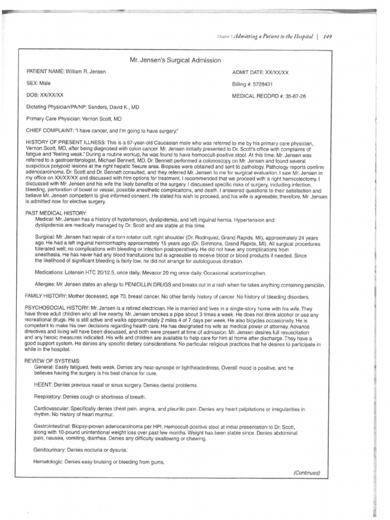 Pre-op H&P Example(1) | PDF