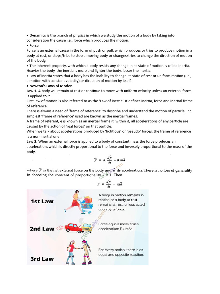 Laws of Motion Notes | PDF | Force | Teaching Methods & Materials
