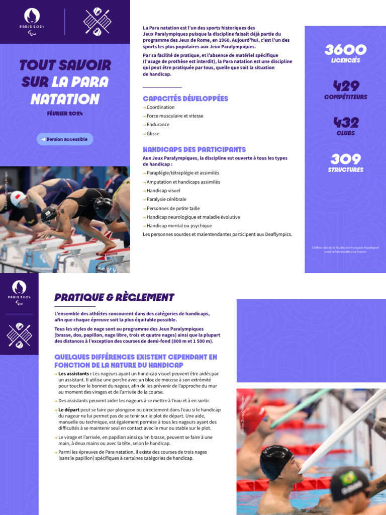 Paris2024-Fiche Pedagogique para Natation | PDF