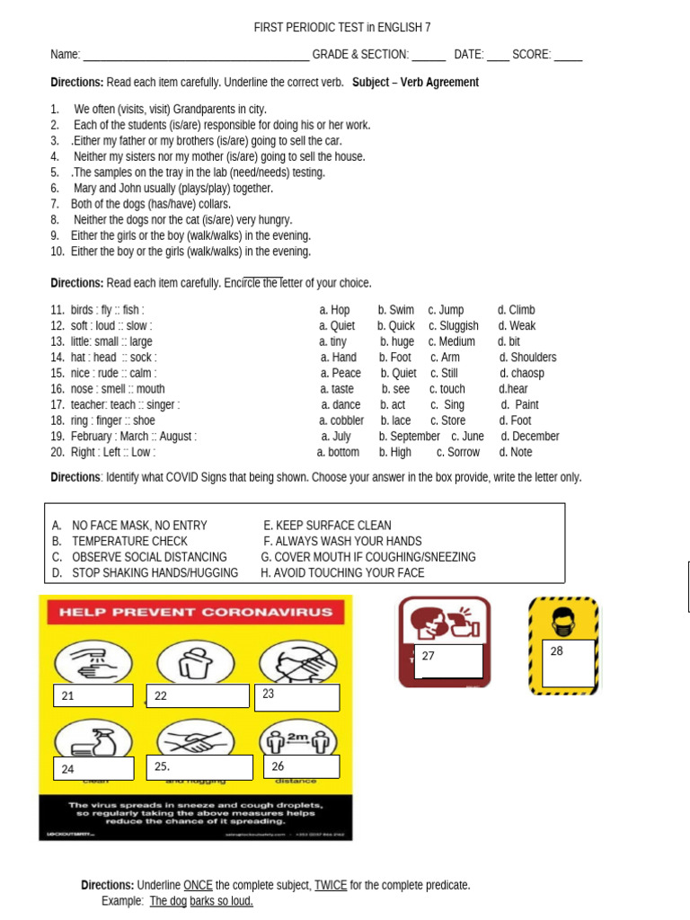 English 7 First Periodic Test | PDF | Physical Fitness | Abstract Art