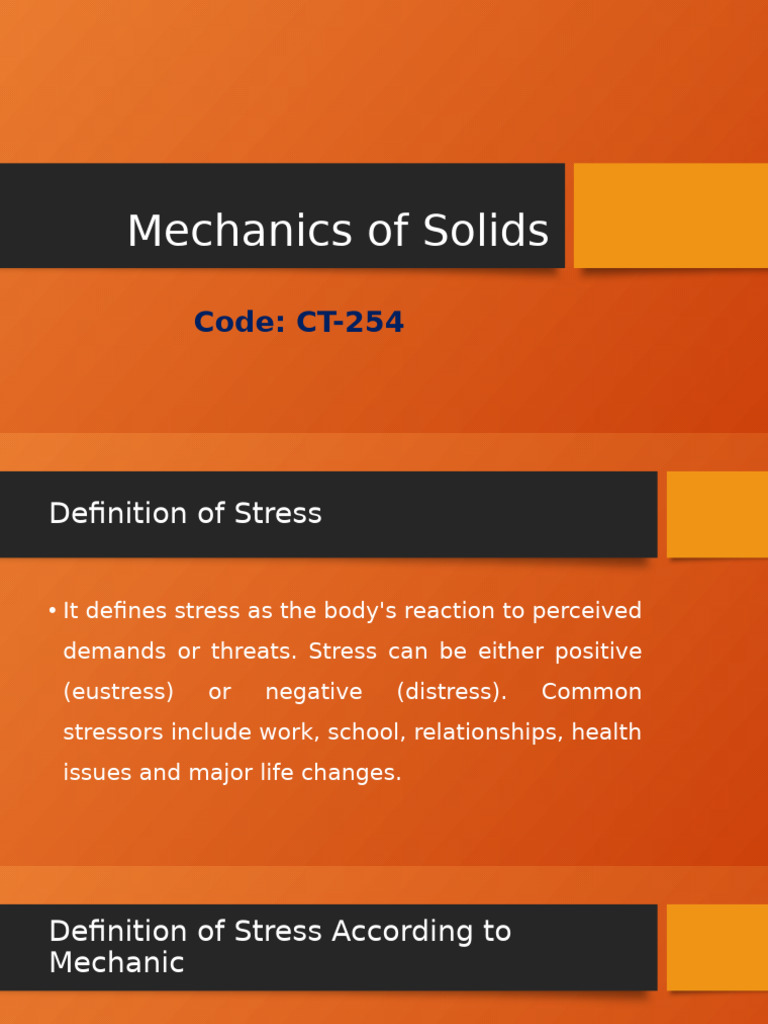 Lec.1 Mechanics of Solids (Stress&Strain) | PDF | Elasticity (Physics ... Lec.1 Mechanics of Solids (Stress&Strain) | PDF | Elasticity (Physics ...