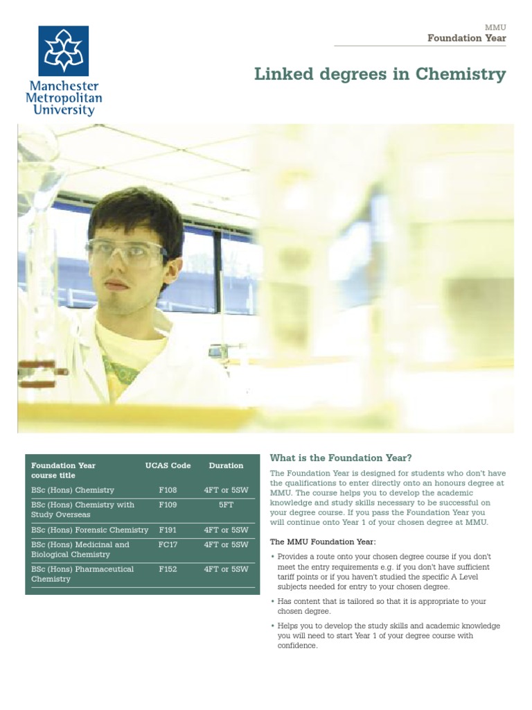 Linked Degrees in Chemistry: Foundation Year | PDF | Academic Degree ...