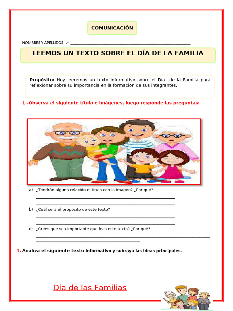 Yy Ficha-Leemos - Sobre La - Familia | PDF