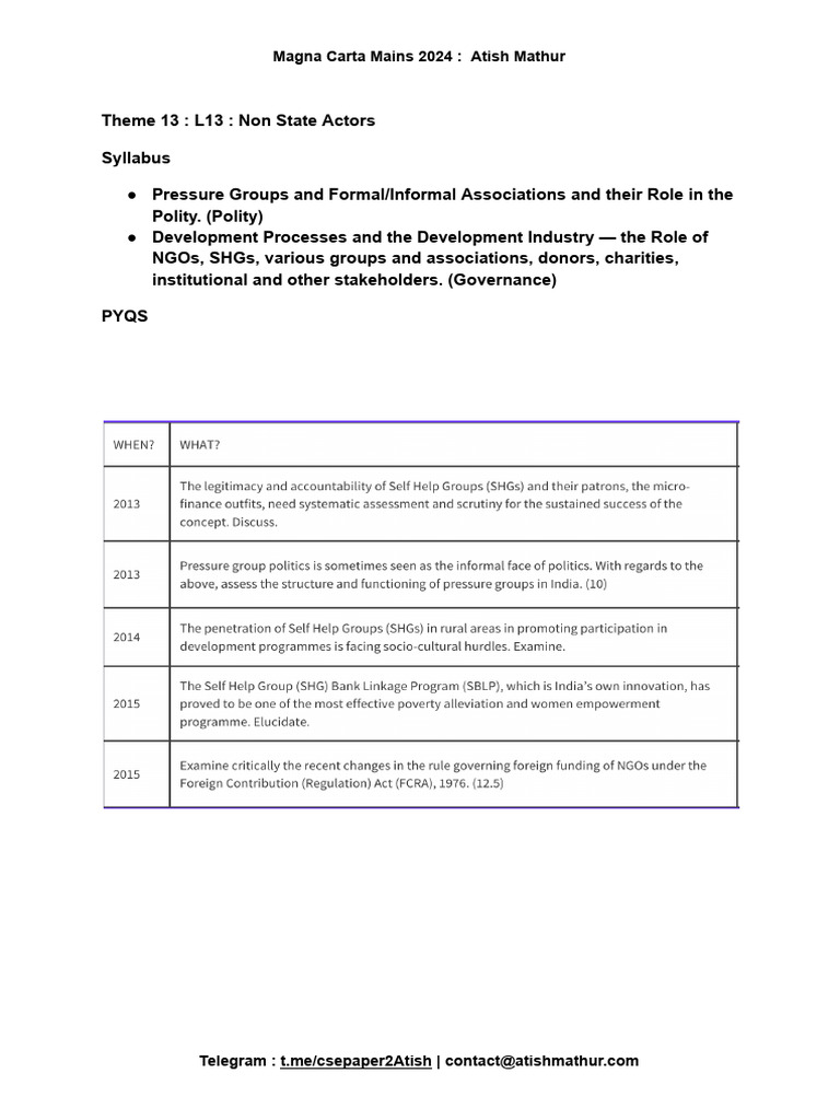 L13 Non State Actors MCM 2024 | PDF | Advocacy Group | Trade Union