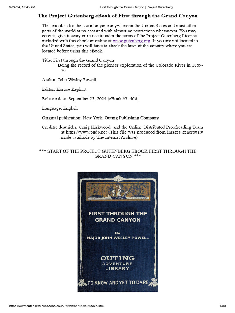 First Through The Grand Canyon | PDF