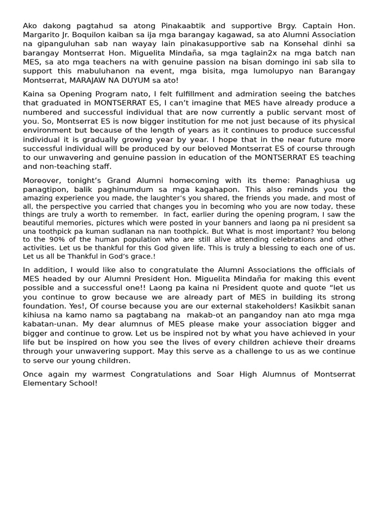 Mes Alumni Message | PDF