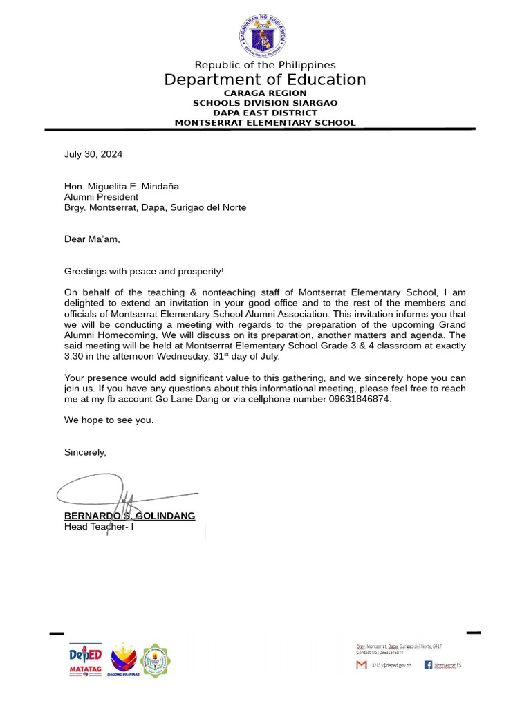 Letter For Alumni | PDF