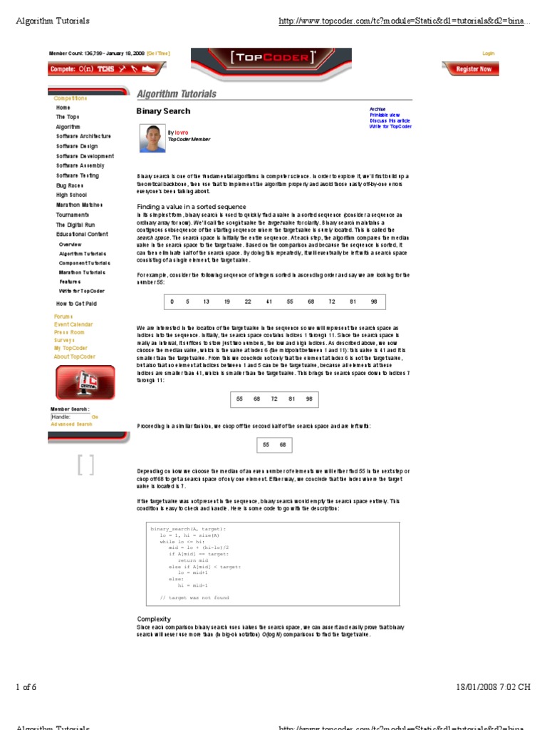 Binary Search Algorithm Tutorials Pdf Function Mathematics 3312