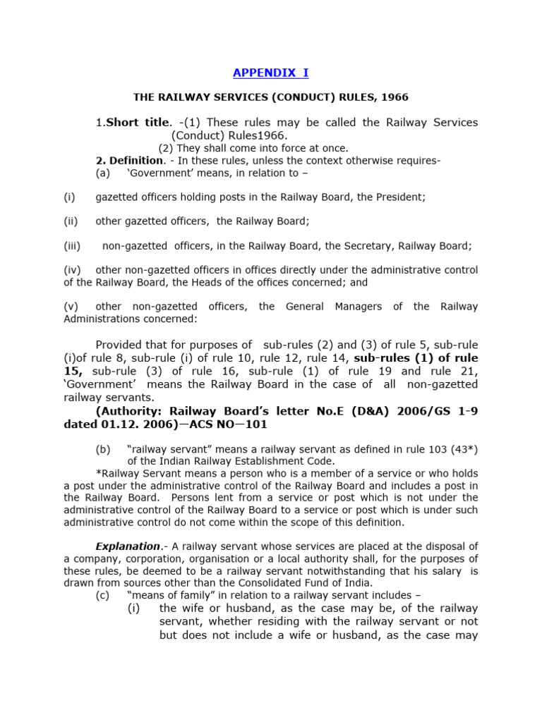 Railway Services Conduct Rules | PDF