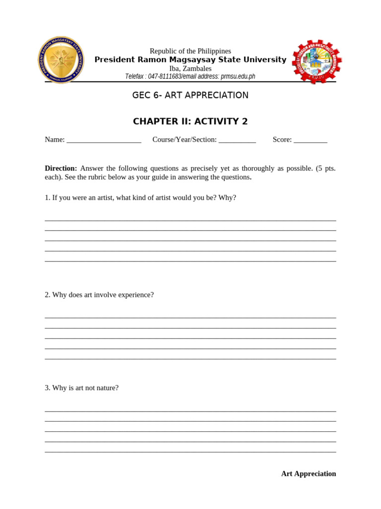 Chapter 2 Activity- GEC 6 (1) | PDF