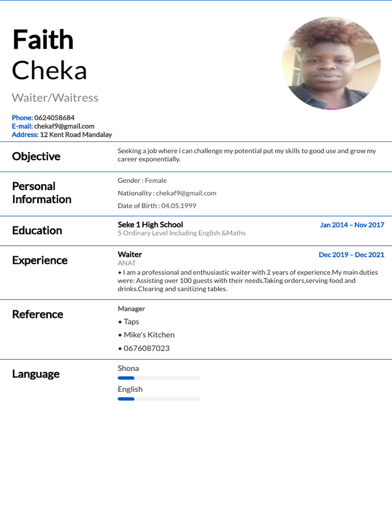 Faith Resume 205 | PDF