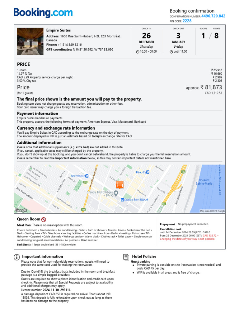 Montreal H.booking | PDF