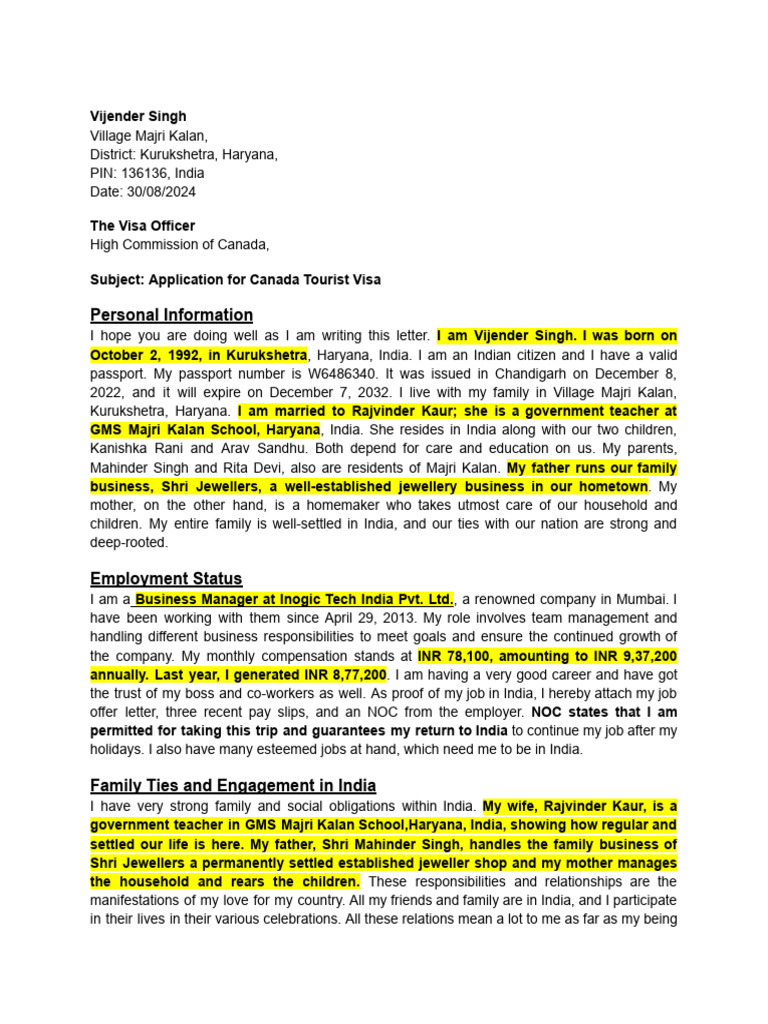 Cover Letter Vijender Singh | PDF