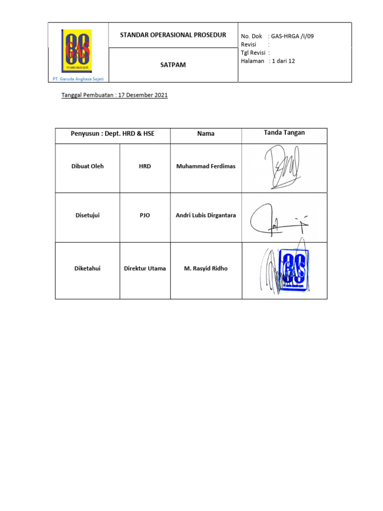 9.SOP (IK) Security, Daftar Peralatan & IBPR 23 | PDF