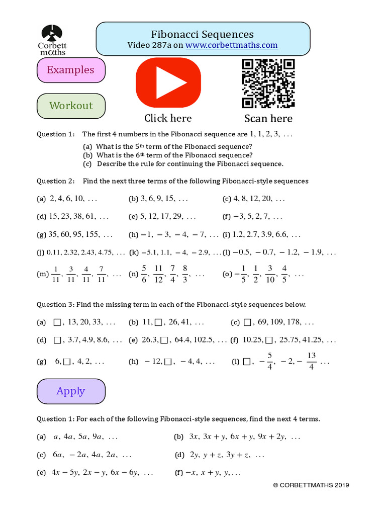 Fibonacci Worksheet | PDF