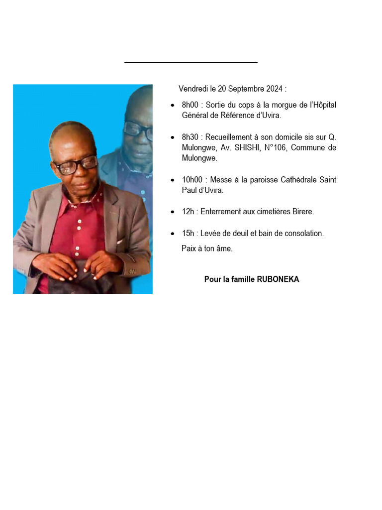 Programme Des Obseques Vrai | PDF