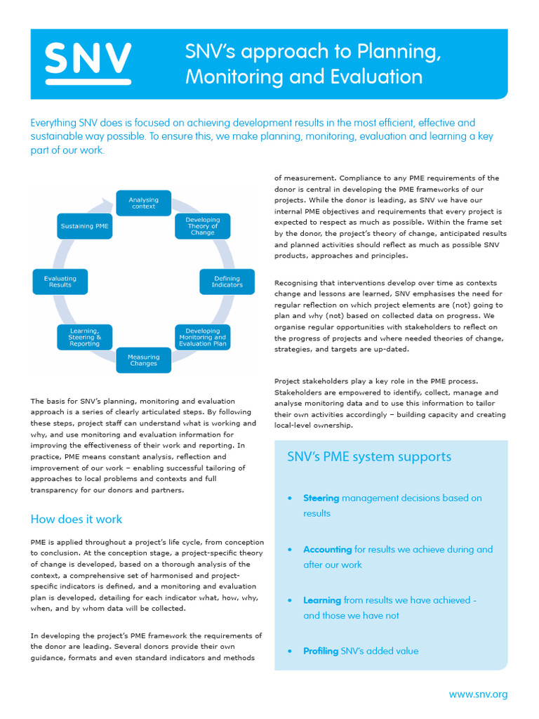 Snvs Approach To Planning Monitoring Evaluation | PDF | Evaluation ...