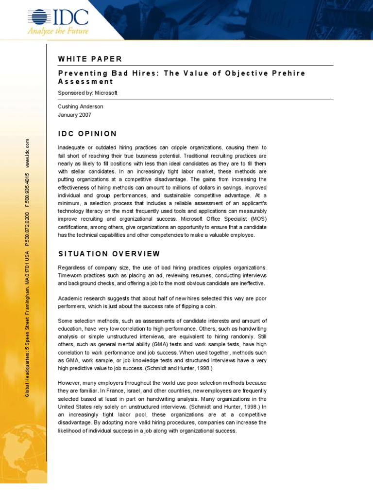 Preventing Bad Hires | PDF | Turnover (Employment) | Competence (Human ...