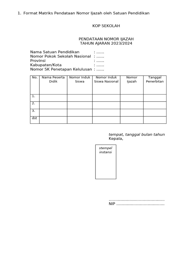 Format Laporan dan BA Blangko Ijazah SMP Tahun 2024 | PDF Format Laporan dan BA Blangko Ijazah SMP Tahun 2024 | PDF
