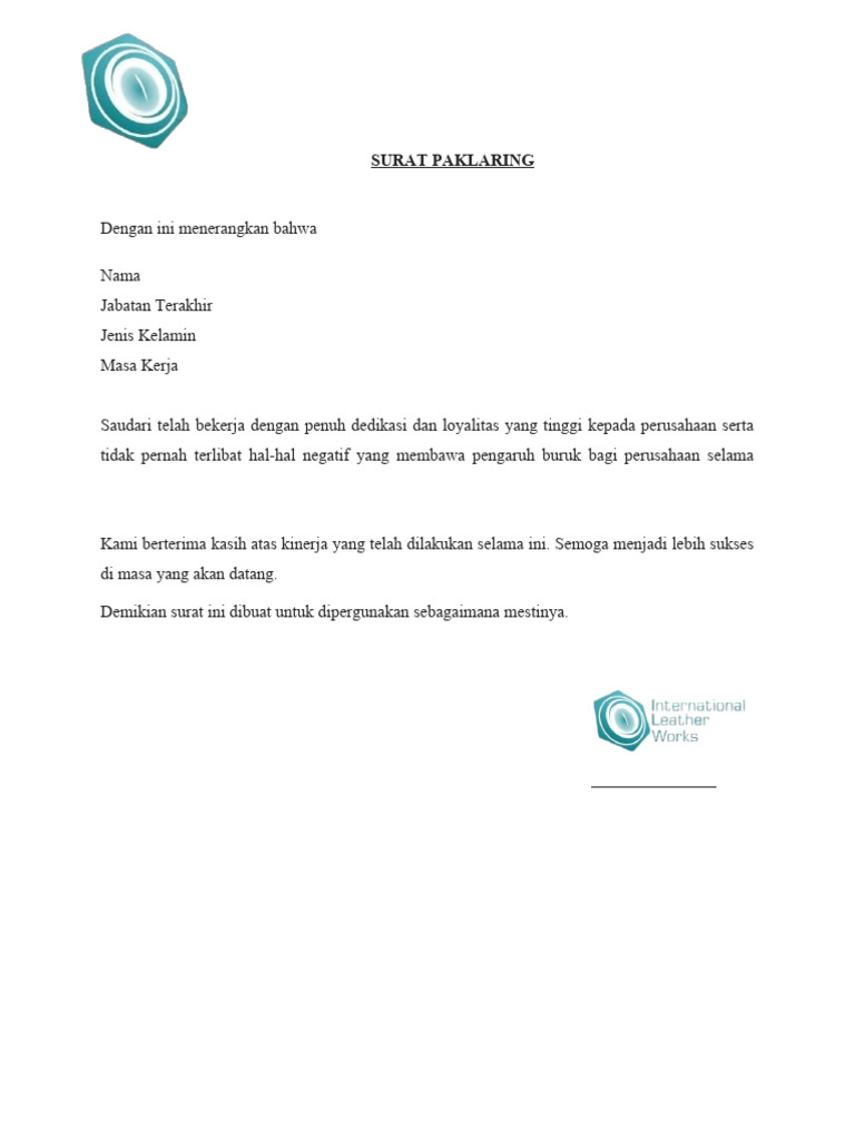 Surat Paklaring | PDF