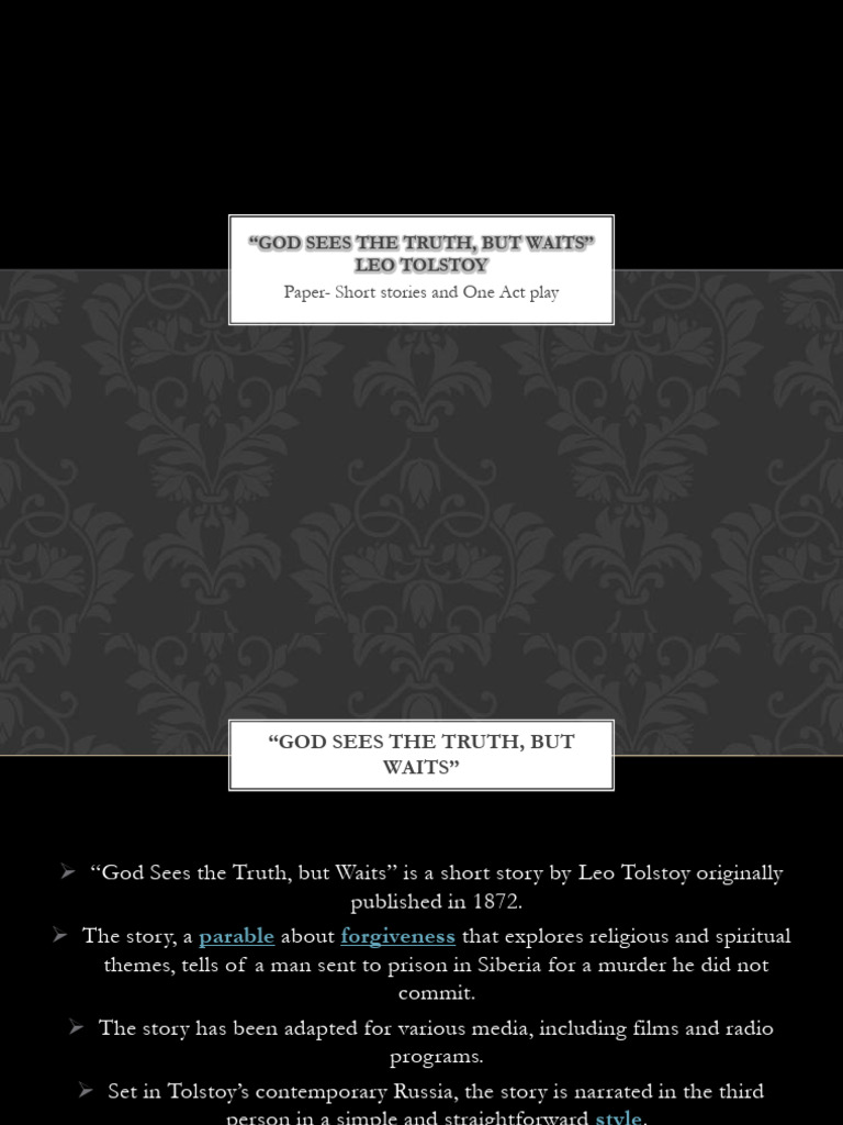 "God Sees The Truth, But Waits" Leo Tolstoy: Paper-Short Stories and ...