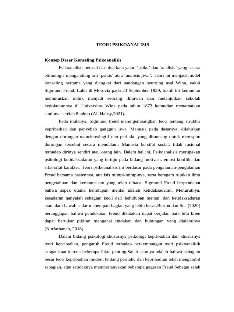 Teori Psikoanalisis | PDF