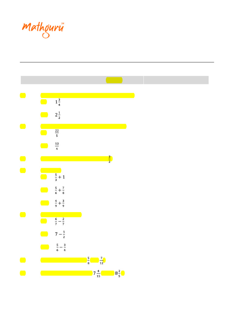 CH- 2 FRACTIONS & DECIMALS | PDF